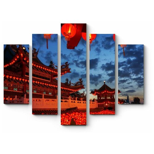 Модульная картина Храм Тянь Хоу в сумерках75x60