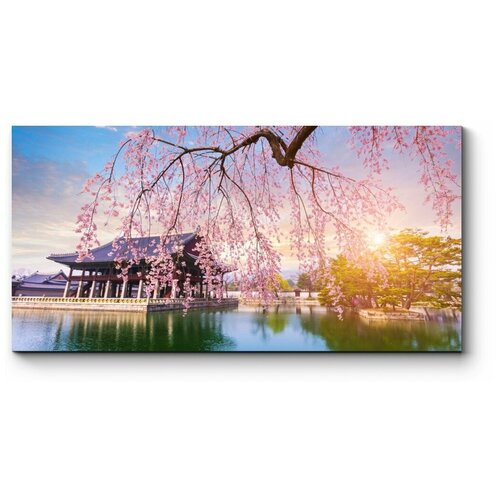 Модульная картина Цветение весны в Кёнбоккун, Сеул 80x40