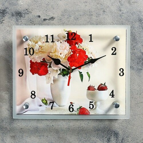 Сюжет Часы настенные, серия: Цветы, "Цветы в вазе", 20х25 см