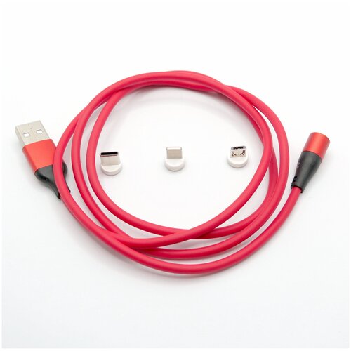 Кабель VAORLO магнитный 3 в 1 / провод для зарядки и передачи данных / шнур универсальный Lightning (iPhone, iPad) + Type-C + Micro-USB (Android)