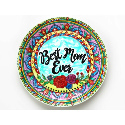 Декоративная тарелка "Best mom ever" / Мандала / Подарок маме / Декор для интерьера
