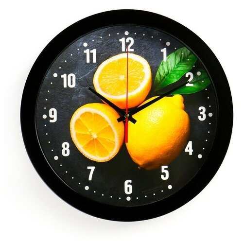 Часы настенные "Лимоны", чёрный обод, 28х28 см