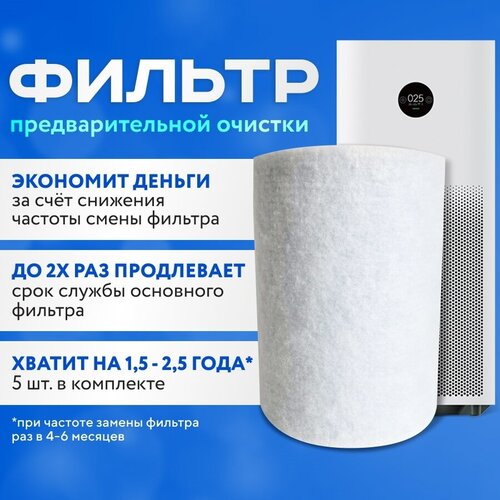 Фильтр для очистителя воздуха Xiaomi mi air purifier 4 предварительной очистки, одноразовый 5 шт. (Префильтр).