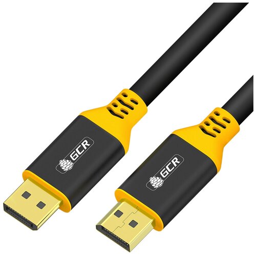 GCR Кабель 1.0m DisplayPort v1.2, черный, AL case, желтый ПВХ, 28/28 AWG