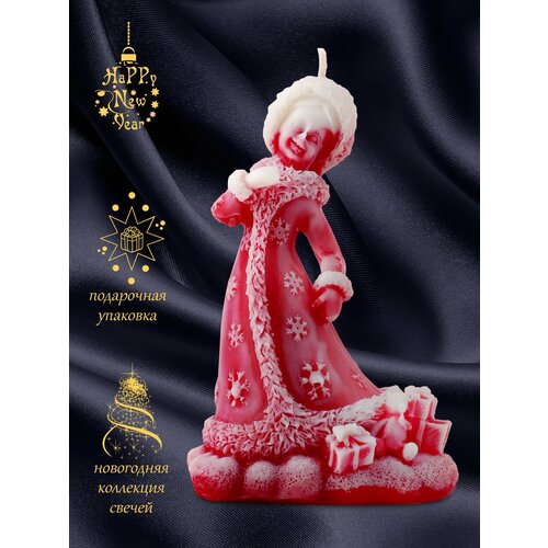 Свеча восковая , интерьерная, декоративная, подарочная, фигурная, натуральная, для подарка, новогодние свечи "Снегурочка" 1 шт красный