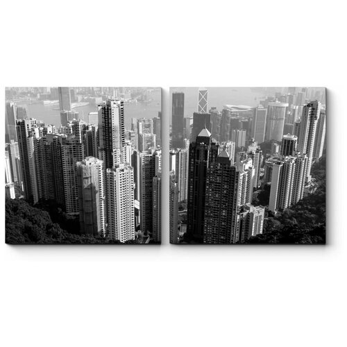 Модульная картина Монохромный Гонконг70x35