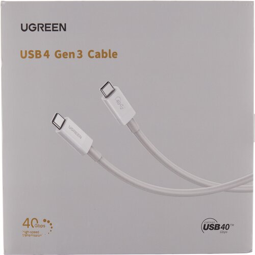 Кабель UGreen US506 Type-C - Type-C, 0.8 м, 1 шт., белый