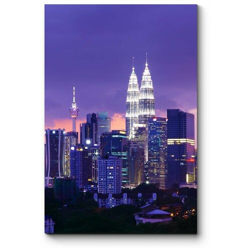 Модульная картина Сияющий в ночи Куала-Лумпур 70x105