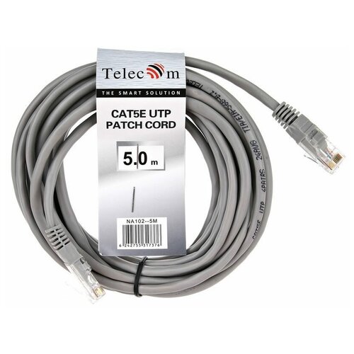 Патч-корд Telecom NA102--5M, 5 м, серый