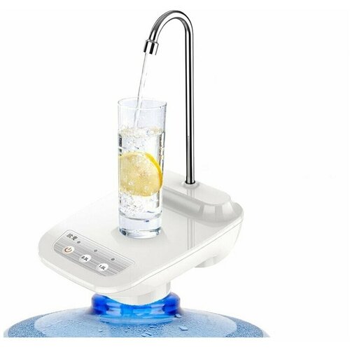 Автоматическая помпа для бутилированной воды с подставкой / электрическая аккумуляторная помпа / белая