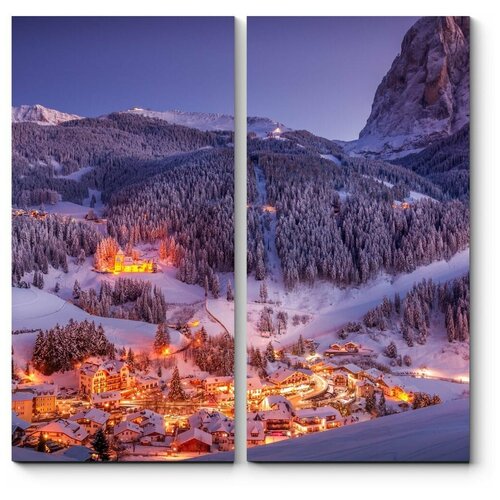 Модульная картина Зимняя деревня в Доломитах, Италия80x80