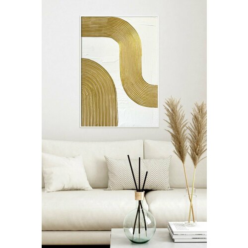 Картина для интерьера рельефная DECORMARKT Золотые полосы #2, размер 30х40 см, декор для дома ручной работы в скандинавском стиле
