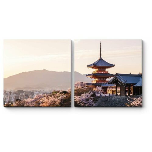 Модульная картина Цветение сакуры в Киото 90x45