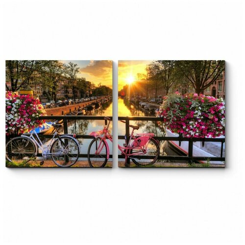 Модульная картина Прекрасный закат в Амстердаме 200x100