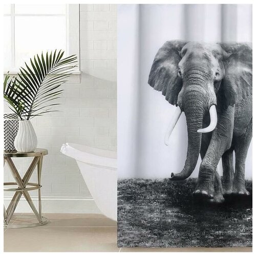 Доляна Штора для ванной комнаты Доляна «Слон», 180×180 см, полиэстер