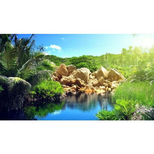 Картина на холсте 60x110 Альянс Лес "Tropical paradise summer" на подрамнике / интерьер/ декор
