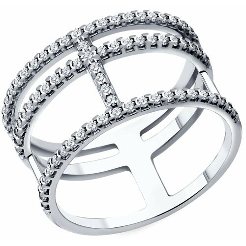 Кольцо Diamant online, серебро, 925 проба, фианит, размер 18.5