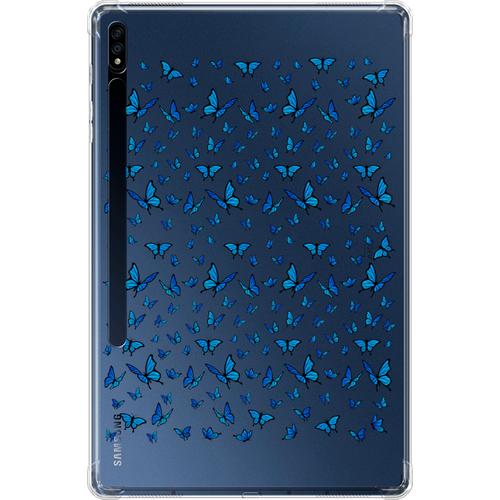 Противоударный силиконовый чехол для планшета Samsung Galaxy Tab S7 Plus/S8 Plus 12.4 Синие бабочки