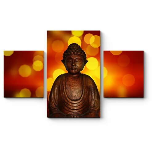 Модульная картина Статуя Будды на фоне огней100x65