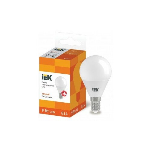 Светодиодная LED лампа IEK шар G45 E14 9W(810lm) 3000К 3K ECO LLE-G45-9-230-30-E14 (упаковка 25 штук)