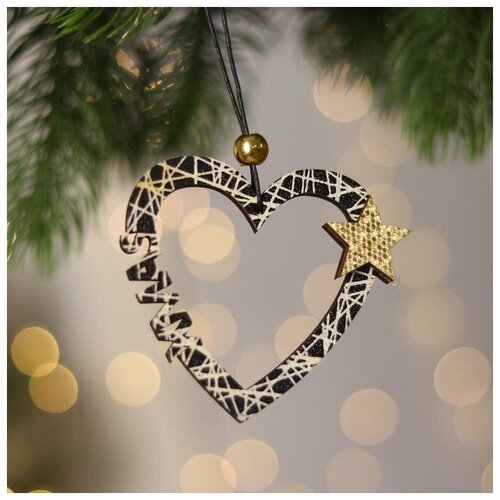 Новогодняя подвеска «Сердце со звездой» 8×18 см