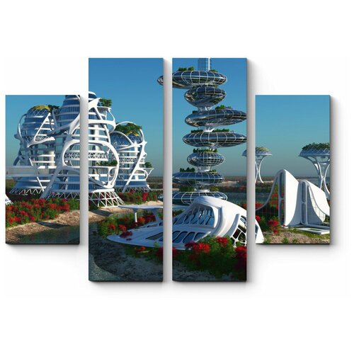 Модульная картина Побережье города будущего 130x98