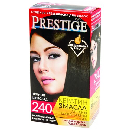 VIP's Prestige Бриллиантовый блеск стойкая крем-краска для волос, 240 - темный шоколад, 115 мл