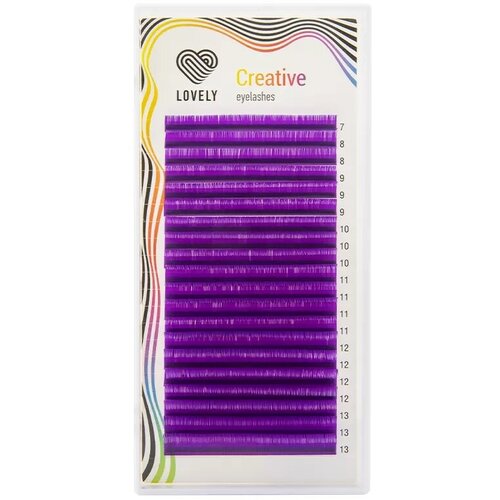 LOVELY Ресницы фиолетовые (purple) - 20 линий, MIX (изгиб C; толщина 0,07; длина 7-13)