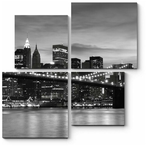 Модульная картина Бруклинский Мост ночью110x110