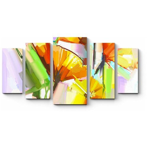 Модульная картина Цветочная импровизация в стиле импрессионизм 200x110
