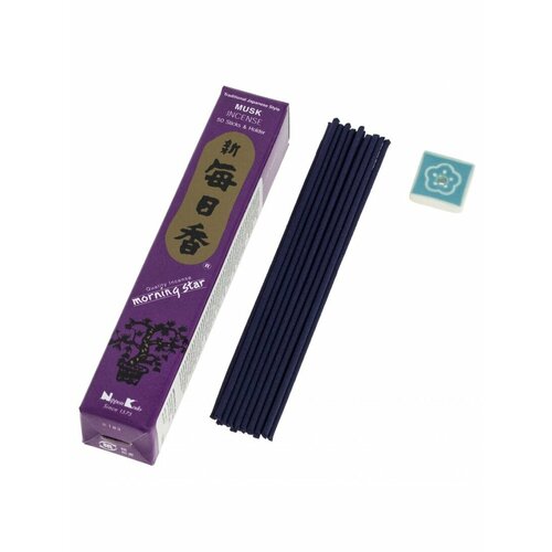 Японские благовония Nippon Kodo Мускус (Musk, серия Morning Star) палочки ароматические, 50 шт. + подставка