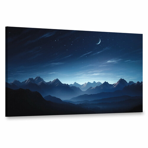 Интерьерная картина 100х60 "Горы в сумерках: мистическая атмосфера"