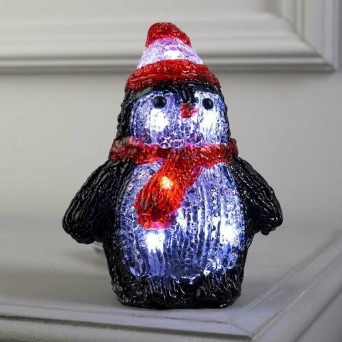 Светодиодная фигура Пингвин 12 15 9 см, акрил, 6 LED, батарейки ААх2 (не в комплекте), свечение белое