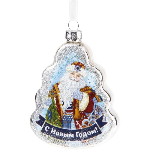 Елочное украшение из стекла "Дед Мороз с подарками", 2,5*8*10,4 см