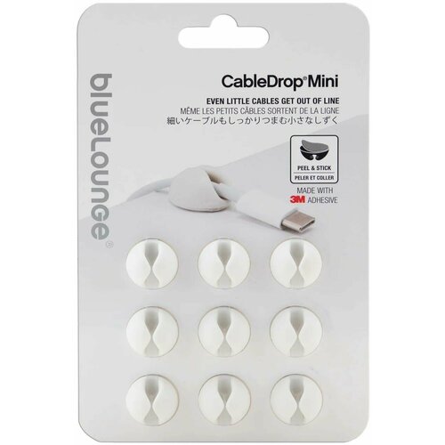 Кабельный органайзер на клейкой основе Bluelounge CableDrop Regular (комплект 6 шт.) (Белый / White)