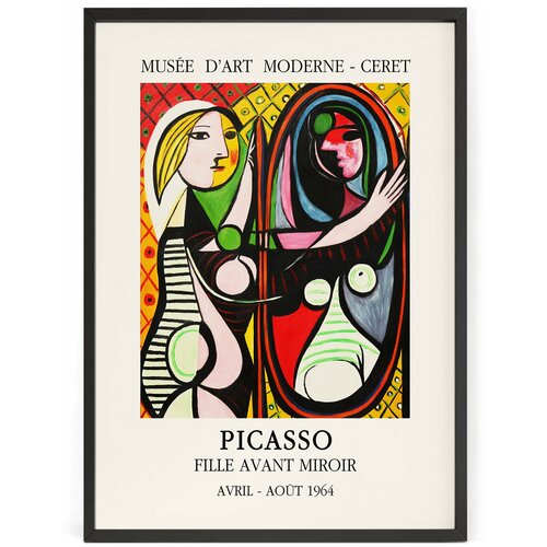 Мид-сенчури плакат на стену Пикассо (Pablo Picasso) - Девушка перед зеркалом 70 x 50 см в тубусе