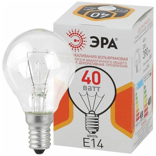 Лампа накаливания ЭРА Б0039136, E14, P45, 40 Вт, 2800 К