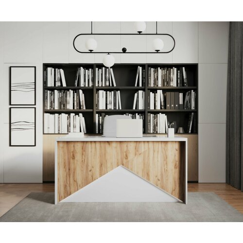 Письменный стол Макс Белый + Дуб Вотан, 1200х600х750, Подсветка RGB Premium