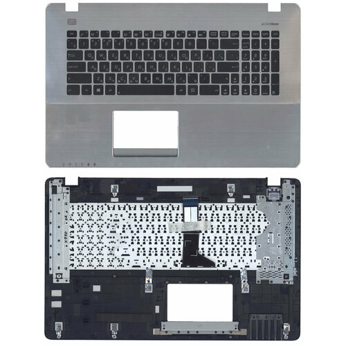 Клавиатура для Asus X750 TopCase Серебро p/n: 90NB01K2-R31RU0