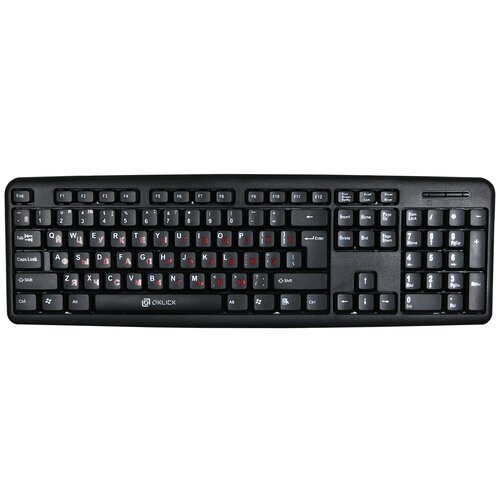 Клавиатура OKLICK 90M черный USB черный, английская/русская (ISO), 30 шт.