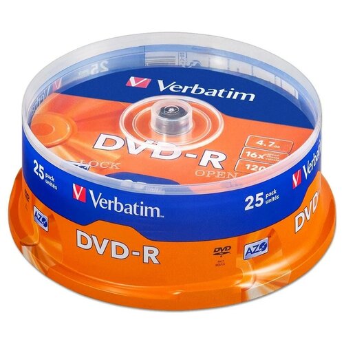VERBATIM Диск для записи, DVD-R 4,7 GB 16x CB/25 Ink Print