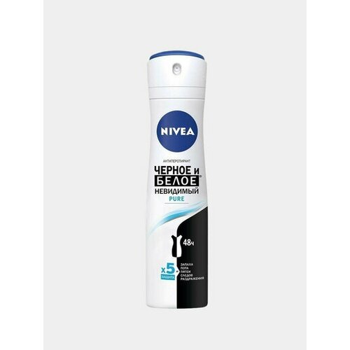 Nivea Антиперспирант Черное и белое Pure невидимый спрей, 150 мл, 4 шт.