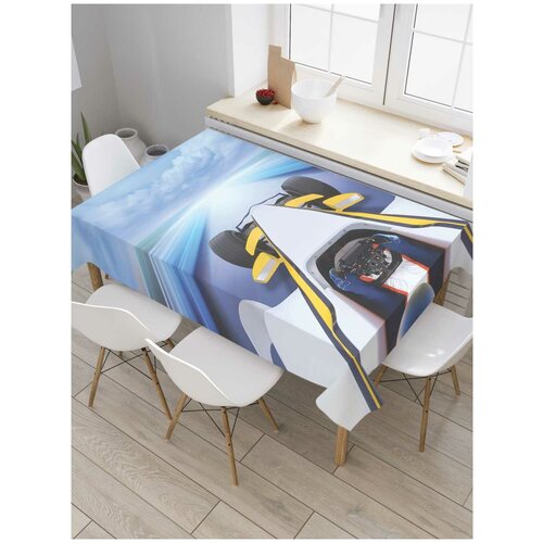 Скатерть прямоугольная JoyArty на кухонный стол "Пилот за рулем" из оксфорда, 120x145 см