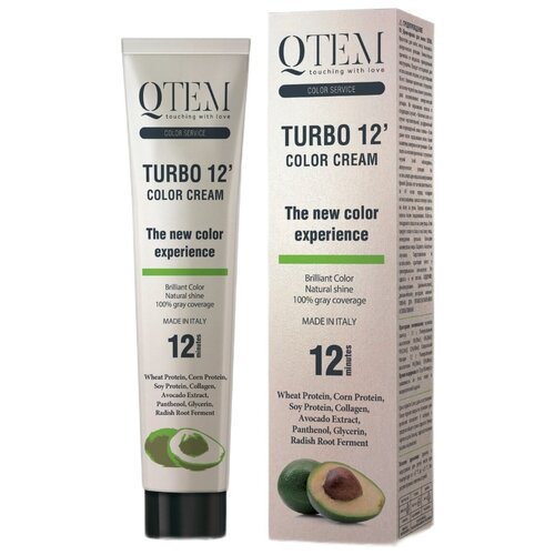 QTEM перманентный краситель Turbo 12 Color Cream с восстанавливающими активами, 10.00 интенсивный экстра светлый блонд, 100 мл