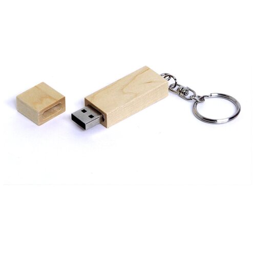 Прямоугольная деревянная флешка Woody с магнитным колпачком (16 Гб / GB USB 2.0 Белый/White Wood2 Flash drive DR003)