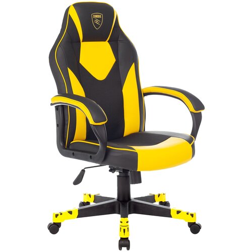 Компьютерное кресло Zombie GAME 17 игровое, обивка: искусственная кожа/текстиль, цвет: черный/желтый текстиль
