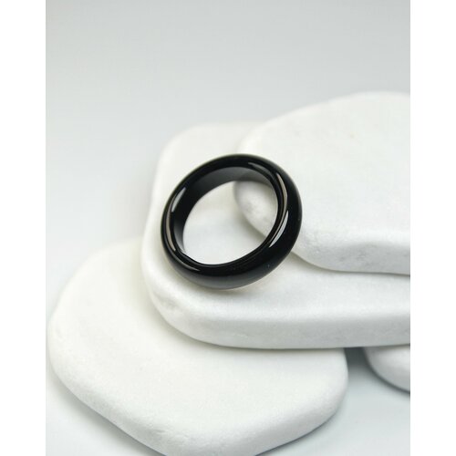 Кольцо Grow'N Up Кольцо из натурального камня Черный агат, для душевного равновесия, размер 17-18, агат