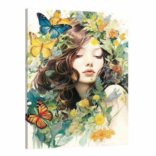 Интерьерная картина 50х70 "Девушка с бабочками"