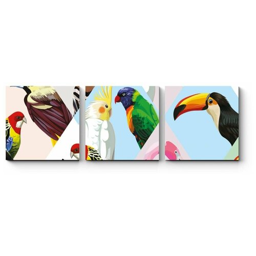 Модульная картина Тропические птицы70x23