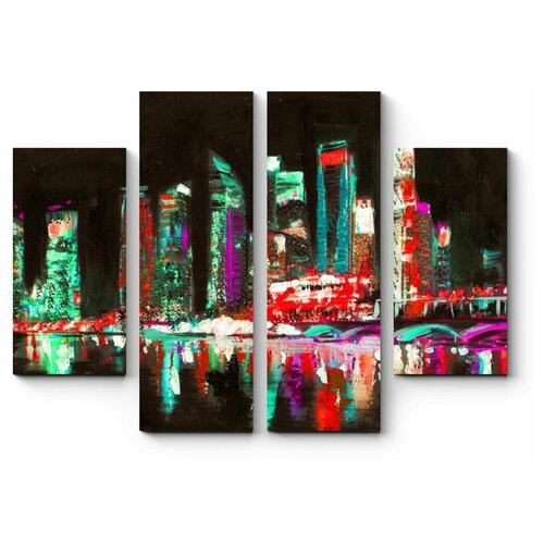 Модульная картина Ночной Сингапур маслом 90x68